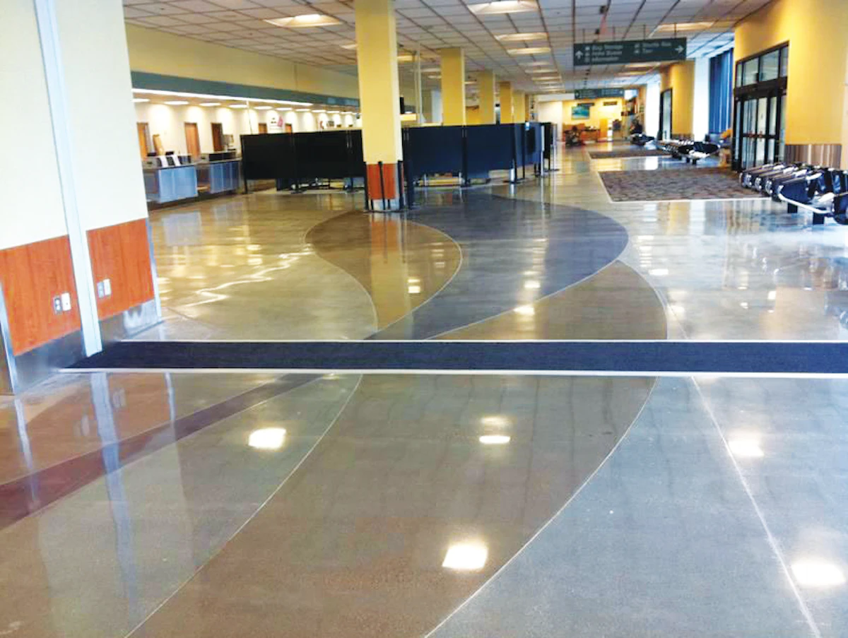 Polished concrete airport floor | For Construction Pros