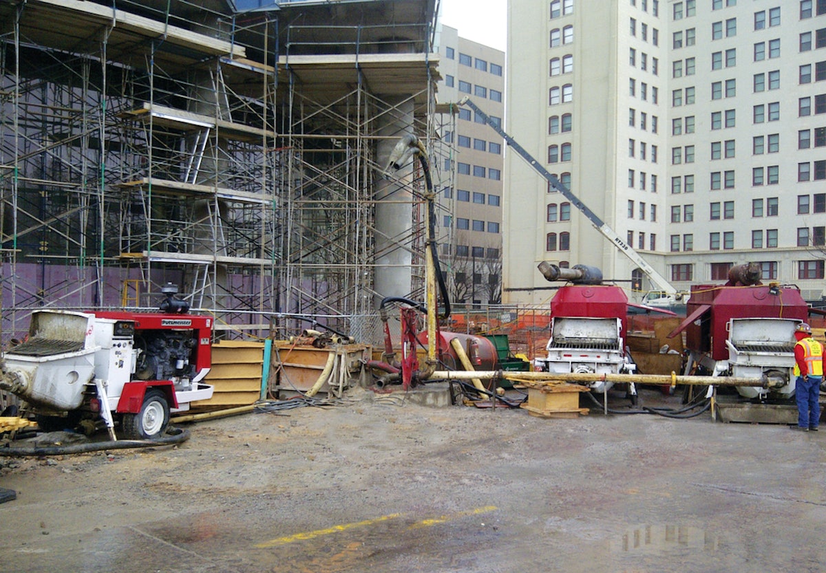 Concrete System Pumps and Places 12,000 cu. yds. for 50-story Tower ...
