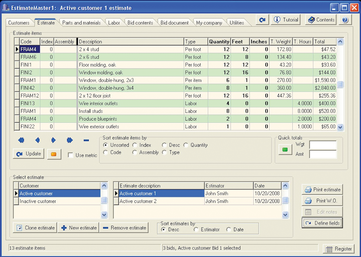 Estimate Master From: Coon Creek Software | For Construction Pros