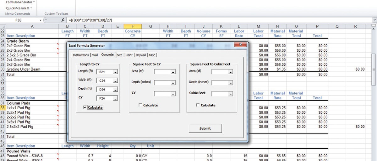 Construction Formula Generator From: Tally Systems Inc. | For ...