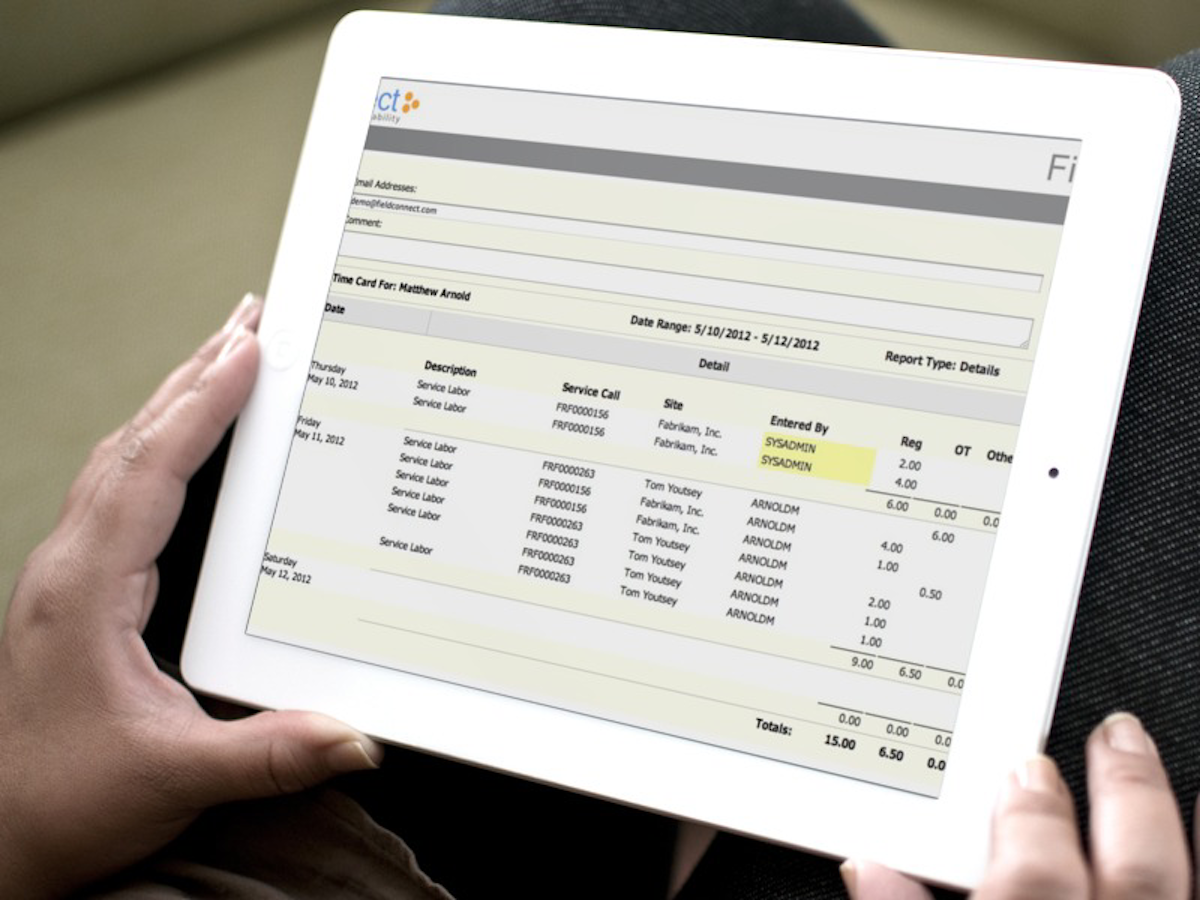 FieldTime Electronic Timecards Mobile Application From: FieldConnect ...