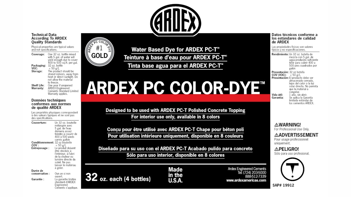 ARDEX PC COLOR-DYE Waterborne Dye for ARDEX PC-T Polished Concrete ...