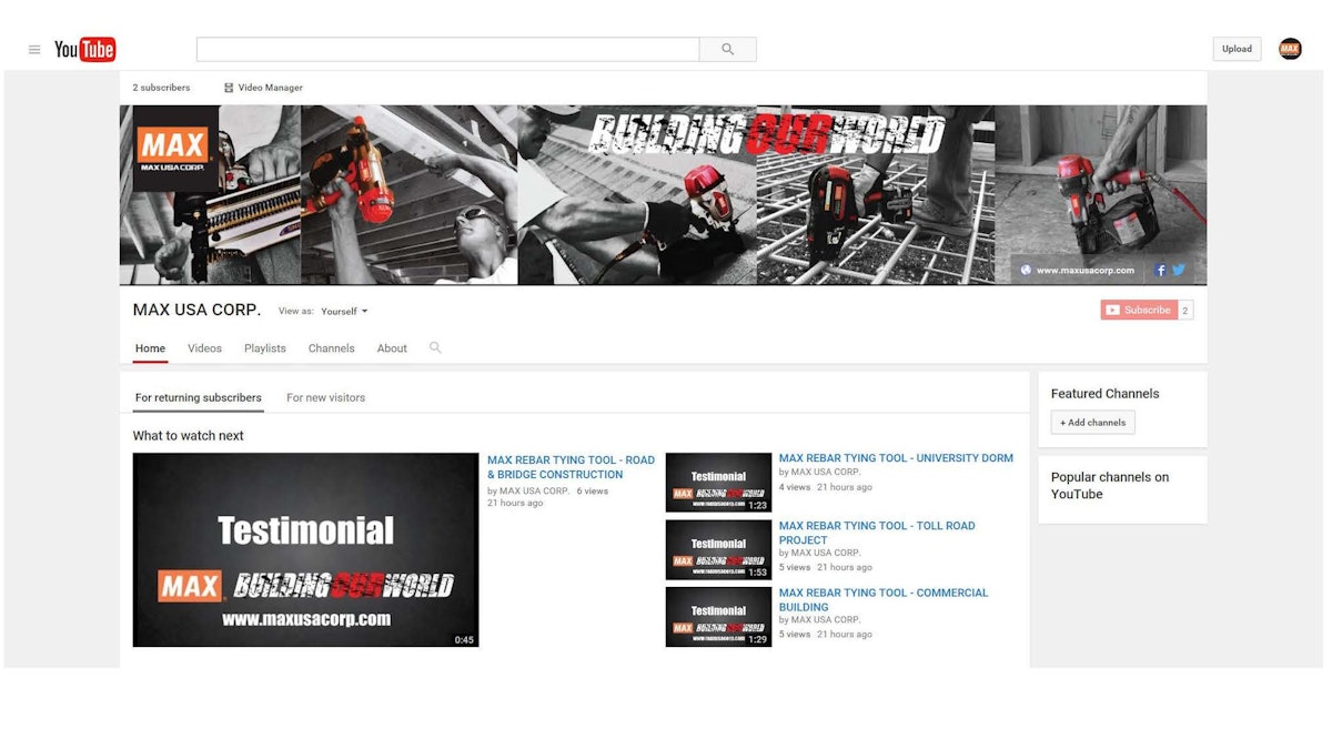 MAX USA CORP. Introduces a NewTube Channel | For Construction Pros