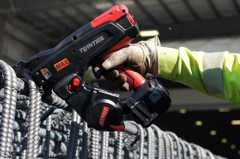 The TwinTier RB611T Large Jaw Cordless Rebar Tying Tool From: Max USA ...