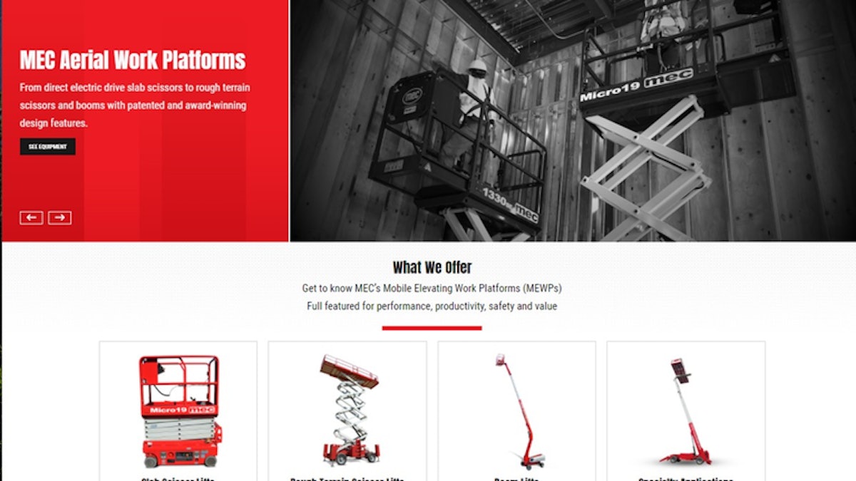MEC Aerial Work Platforms Launches New Website | For Construction Pros