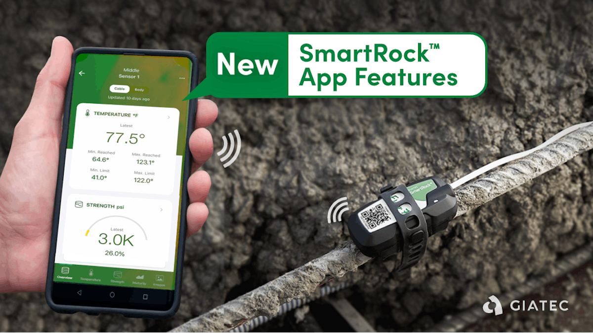 SmartRock Wireless Temperature and Strength Sensor and App for Concrete From: Giatec Scientific ...