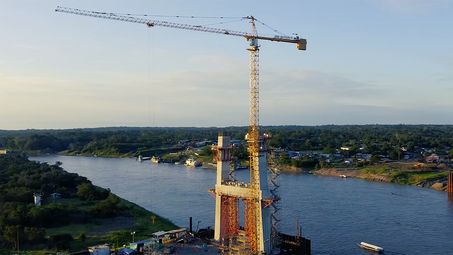 Potain Tower Cranes Connect an Urban City to Peru with Bridge ...
