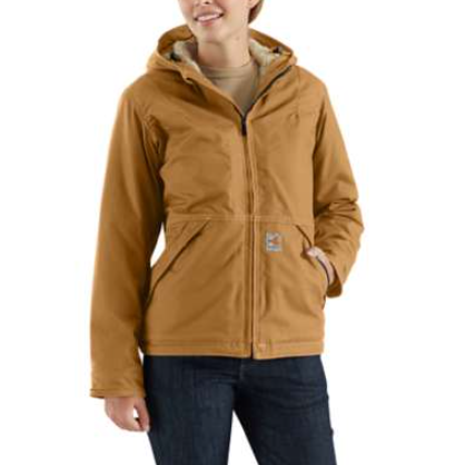 Flame Resistant Full Swing® Loose Fit Quick Duck® Sherpa-Lined Jacket ...